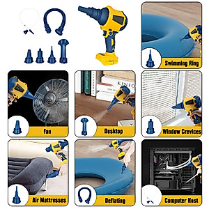 Cordless Air Pump Air Duster Compatible with Dewalt 20V Battery(Tool Only), Handheld Brushless Compressed Air Mattress Pump Air Blower w/ 3 Speeds & 7 Nozzles & 336MPH for Home Cleaning, Outdoor