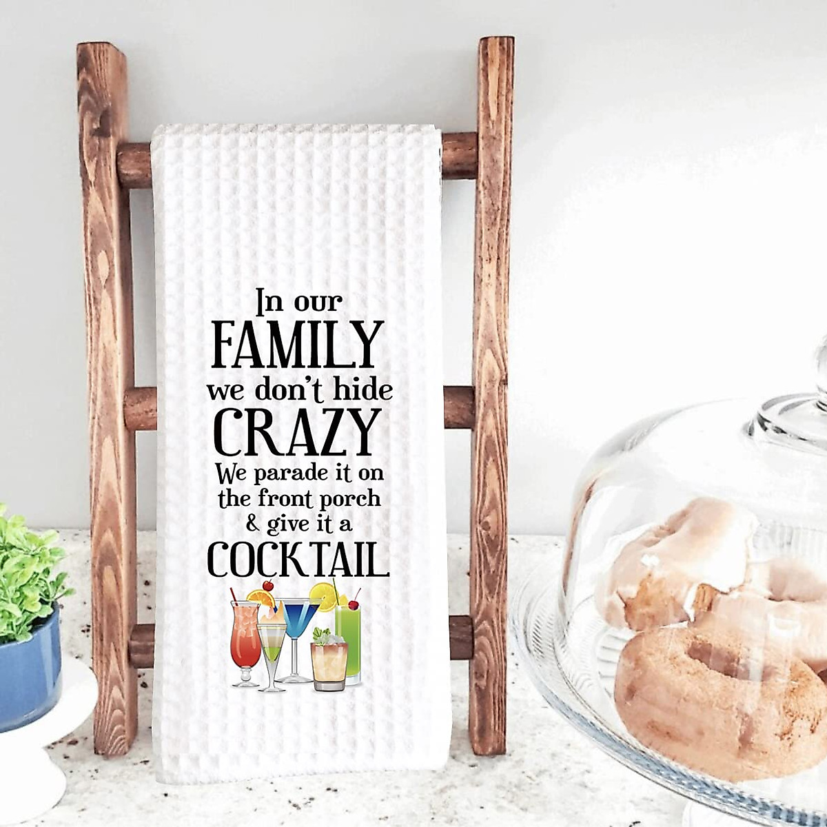 TSOTMO Cocktail Drinking Gift in Our Family We Give It A Cocktail Kitchen Towel Dish Towel (give it a Cocktail Towel)