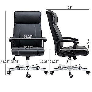Vinsetto Executive Office Chair, PU Leather Computer Chair with 360 Degree Swivel Wheels, Adjustable Height, Tilt Function, Black