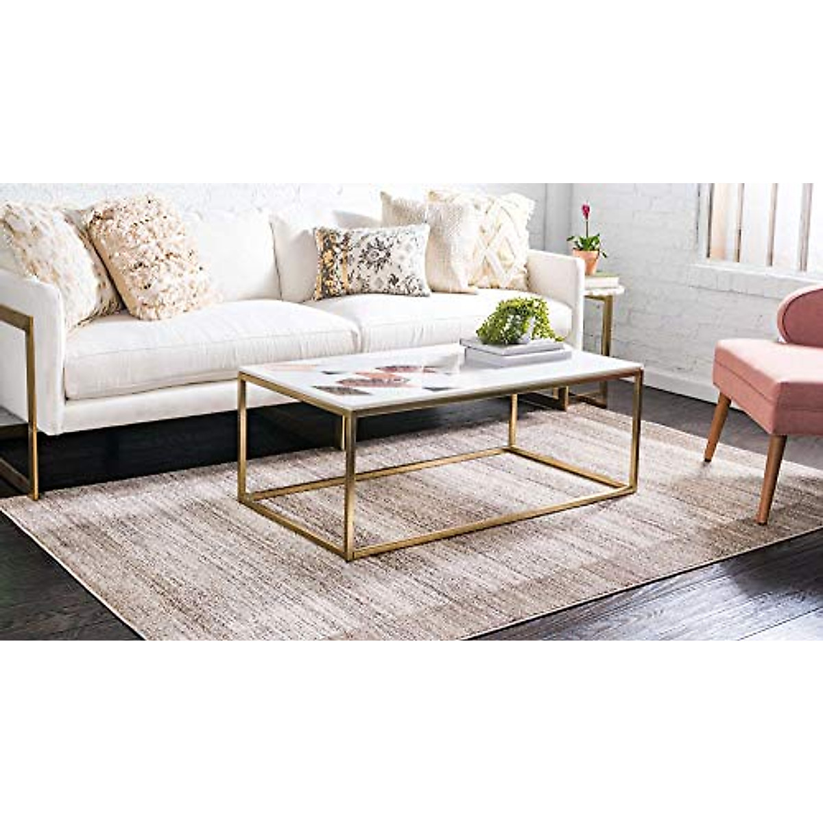 Unique Loom Del Mar Collection Area Rug - Abigail (9' x 12' Rectangle, Beige/ Ivory)