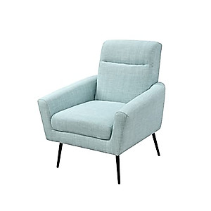 Tiokop Mid Century Modern Upholstered Fabric Accent, Living Room, Bedroom Leisure Single Sofa (Metal Legs),TV armrest seat,Suitable for Small Space Home,Office,Coffee Chair,Light Blue
