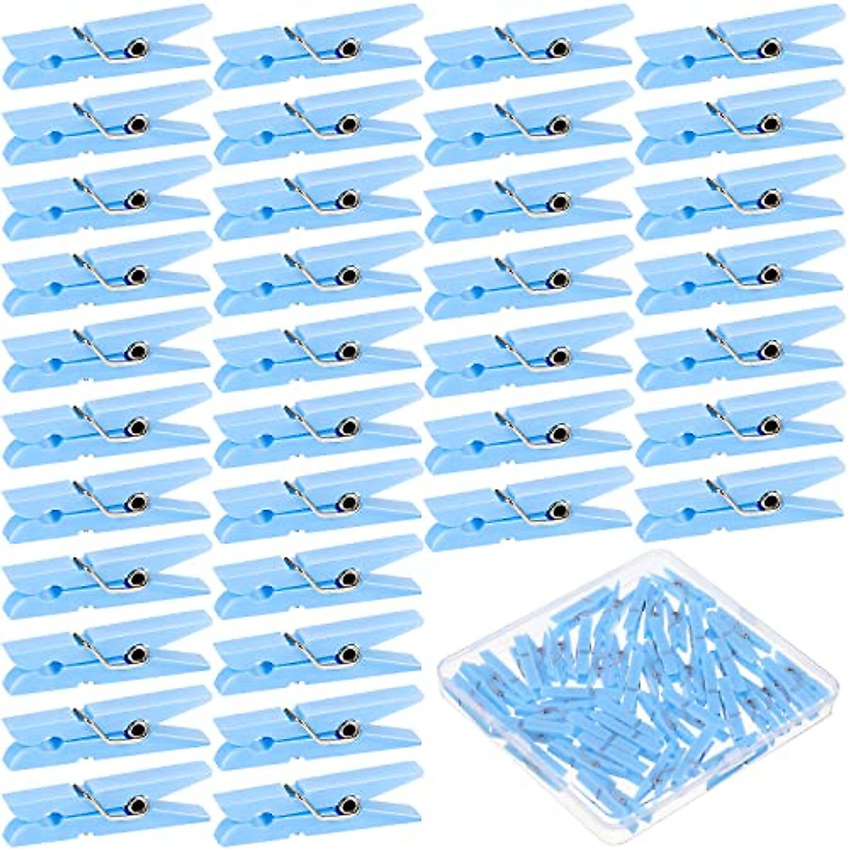 50 Pieces Clothes Pins for Baby Shower Pins Blue Clothes Pins Baby Shower Clothes Pins Blue Boy Party Game Plastic Small Pins Gender Reveal Decorations Favors 1.37 Inches