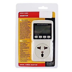 Watt Power Meter Plug-in Socket Power Meter, Home Electrical Usage Monitor Consumption, Kilowatt Wattage Voltage AMP Tester with Backlight Overload Protection