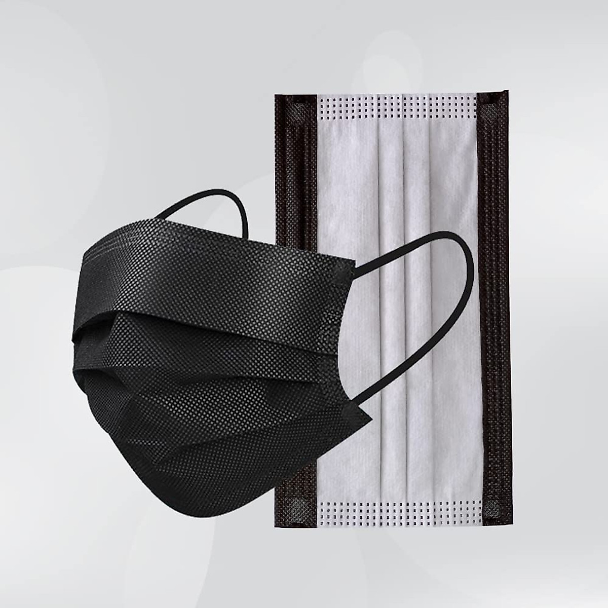 Taizhi Medical black ｍasks 50 Pcs, 3 Layer Filter black face masks