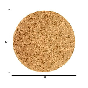 SAFAVIEH Hudson Shag Collection Area Rug - 5' Round, Gold, Modern Solid Design, Non-Shedding & Easy Care, 2-inch Thick Ideal for High Traffic Areas in Living Room, Bedroom (SGH220D)