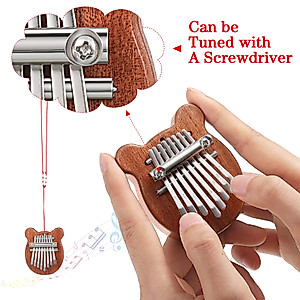 3 Pack Finger Piano Gift Mini Thumb Piano with 8 Key Finger Thumb Piano Portable Mini Pocket Kalimba Cute Heart Oval Bear Kalimba Small Hand Piano for Kid Adult Christmas Musical Ready (2.7 Inch)