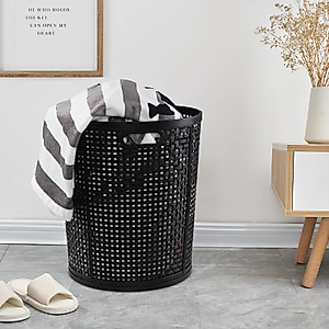 Waikhomes Laundry Hamper with Handles, Flexible Laundry Basket for Clothes, Black, F