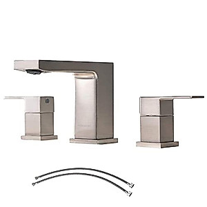 VCCUCINE Widespread Brushed Nickel 3 Hole Bathroom Faucet,2 Handles 8 Inch Bathroom Faucets for Sink 3 Hole, Modern Bathroom Vanity Sink Faucet with Drain and Supply Lines