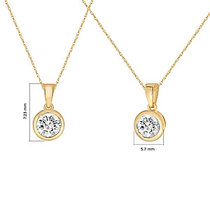 1/2Ct Diamond Pendant Necklace For Women | Certified GH VS/SI Real 14K Yellow Gold Lab Grown Bezel Set Diamond Solitaire Necklace and Chain | Ideal Gift for Girls of all Ages