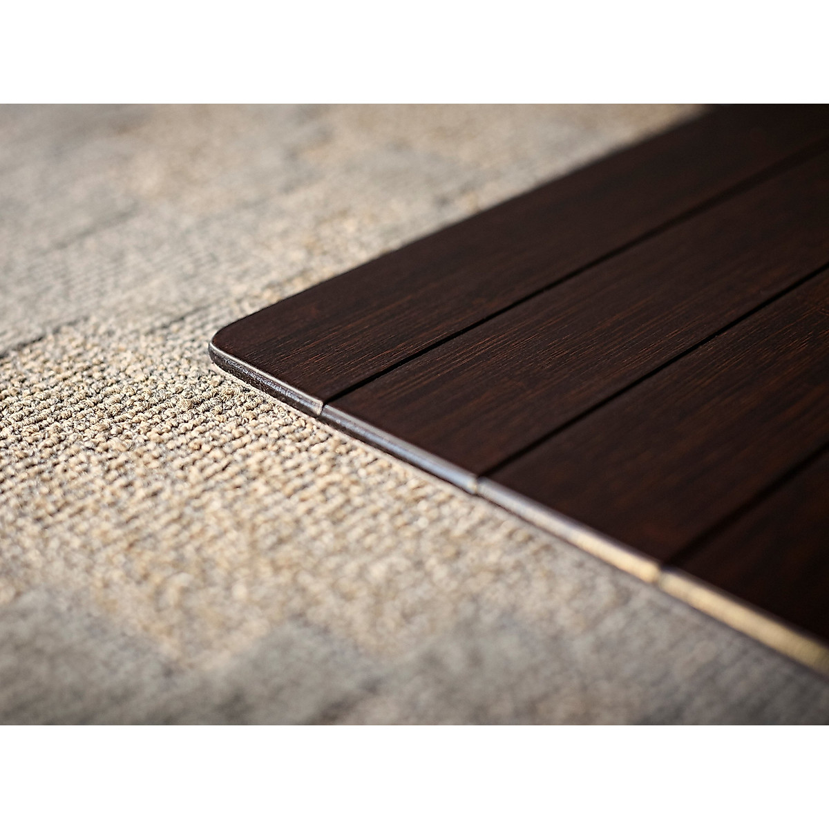 Anji Mountain Bamboo Roll-Up Chair Mat Without Lip, Dark Cherry, 48 x 72", 5mm Thick