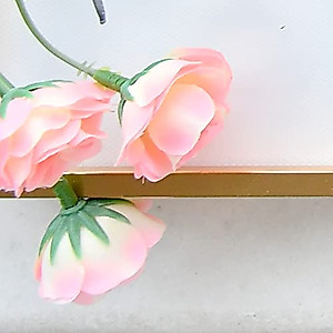 Mandy's 2pcs Pink Silk Rose Vine Garland Artificial Flowers with 69 Heads for Home Wedding Arch Floral Decorations