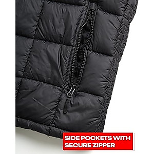 Reebok Men's Puffer Vest - Quilted Insulated Winter Vest - Sleeveless Bubble Jacket for Men (M-XXL), Size Large, Black