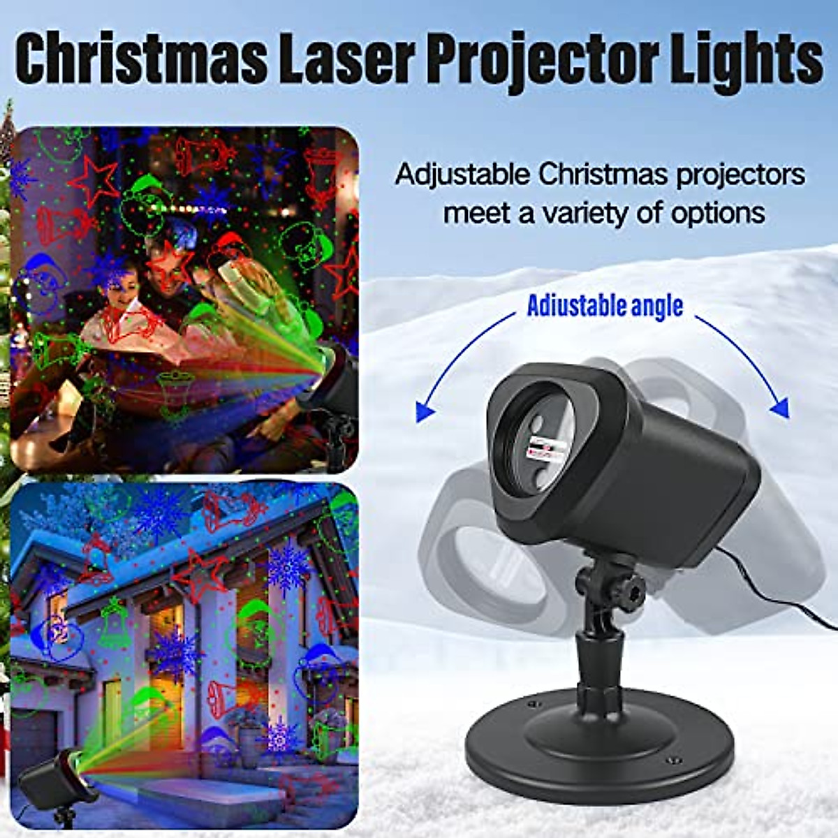 TOFU Christmas Laser Lights, RGB Christmas Laser Lights Projector, 6 Patterns Landscape Projector Spotlights with Remote,Decoration for Outdoor Indoor Garden Christmas Holiday