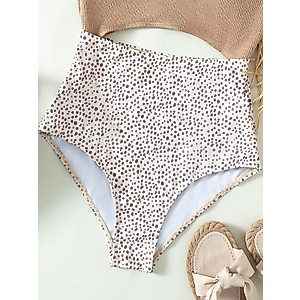 Floerns Women's Bathing Suit High Waisted Cut Out Monokini One Piece Swimsuit A P Khaki S