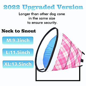 INKZOO Dog Cone Collar for After Surgery, Soft Pet Recovery Collar for Dogs and Cats, Adjustable Cone Collar Protective Collar for Large Medium Small Dogs Wound Healing (Pink Plaid, X-Large)