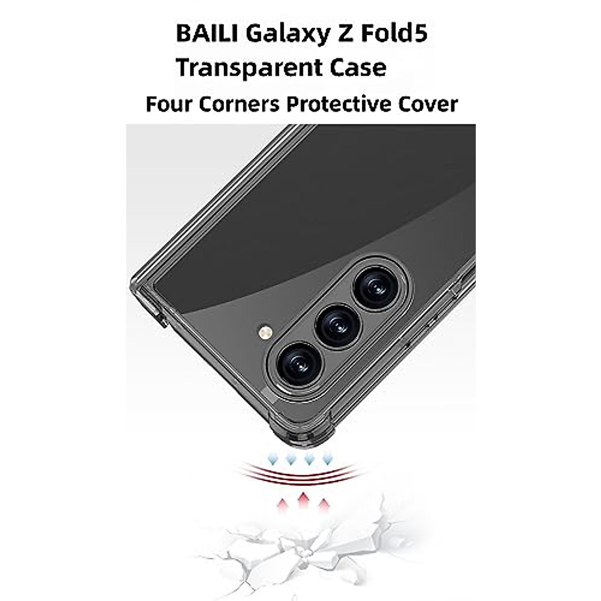 BAILI Galaxy Z Fold5 Transparent Case,HD Clear TPU Cover for Samsung Galaxy Z Fold5,Ultra-Slim Z Fold5 Case Built-in Screen Protector,Crystal Clear Four Corners Protective Cover for Fold5-Clear