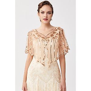 BABEYOND 1920s Shawl Wraps Sequin Beaded Evening Cape Bridal Shawl Bolero Flapper Cover Up