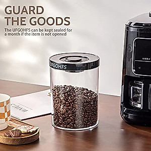 UFGOHFS Vacuum Coffee Canister Coffee Bean Storage Vacuum Seal Containers Airtight Coffee Container Airtight Food Storage Containers Coffee Vacuum Canister Coffee Containers 2.0 Liter Black