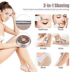 Electric Razor for Women, Laintene 2 in 1 Wet & Dry Hair Removal Trimmer, Waterproof Body Hair Groomers Lady Shaver for Legs, Underarms, Armpit, Face (Rose Gold)