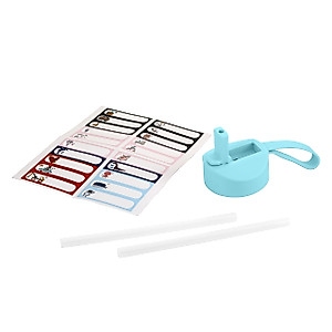 IRON °FLASK Kids Water Bottle - Straw Lid, 20 Name Stickers, Vacuum Insulated Stainless Steel, Double Walled Tumbler Travel Cup, Thermos Mug - Blue Waves, 18 Oz