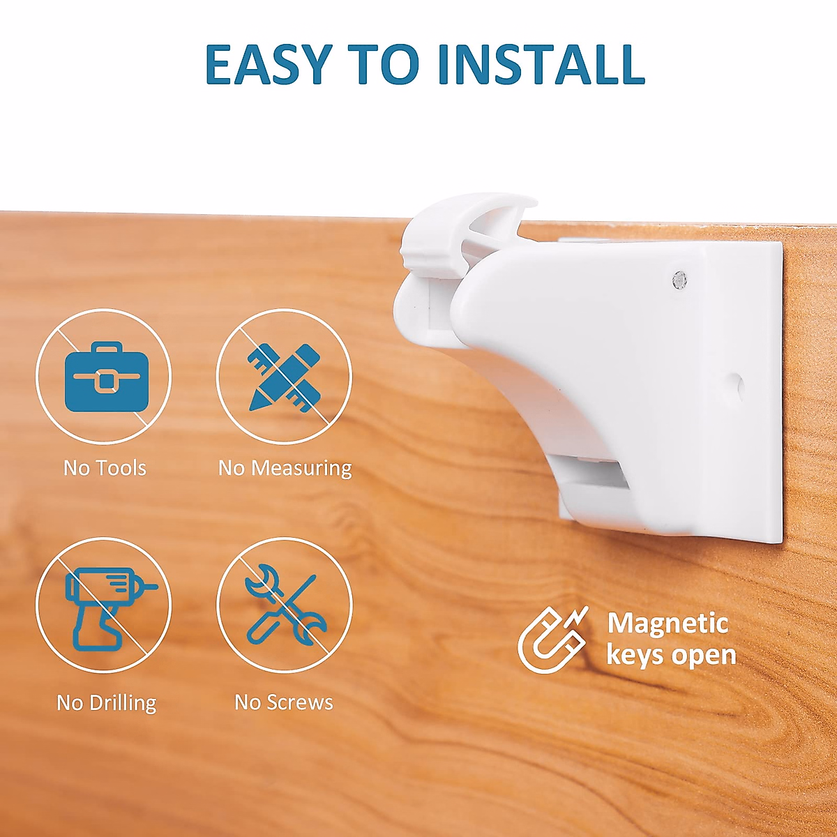 Baby Proofing Magnetic Cabinet Locks - 12 Pack Magnetic Child Locks for Cabinets and Drawers Adhesive Pre Taped Child Proof Cupboard Baby Locks Latches No Tools Needed Easy Installation