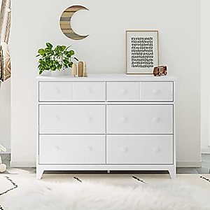 Stork Craft STORKCRAFT Moss 6 Drawer Double Kids Bedroom Dresser, 17.05x48.07x34.49(LxWxH) inches (Pack of 1), White