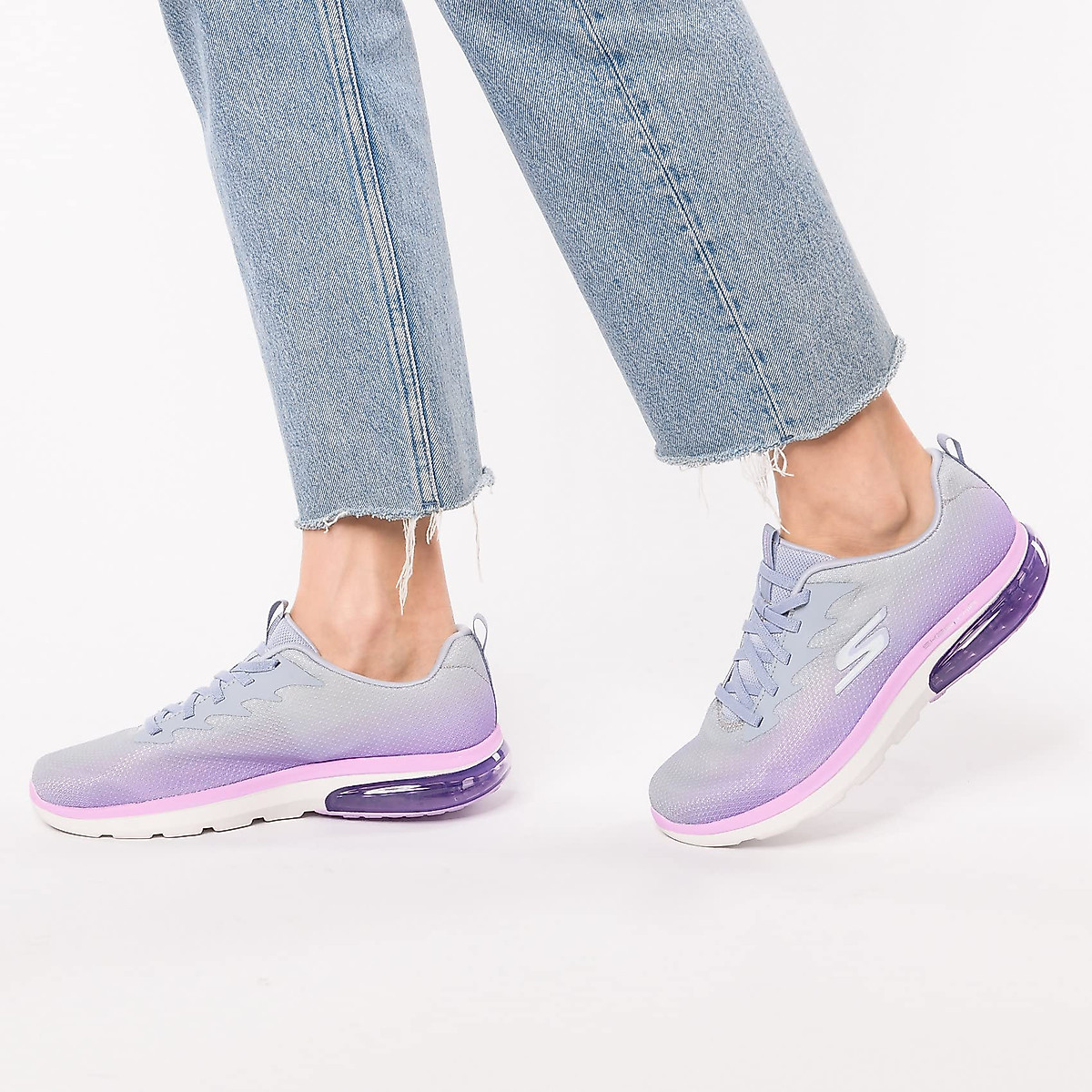 Skechers Women's GO Walk AIR 2.0-Quick Breeze Sneaker, Gray/Lavender, 9.5