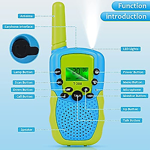 WPQOZZLP Walkie Talkies for Kids，5KMS Long Range Walkie Toy 22 Channels 2 Way Radio Toy with Backlit LCD Flashlight, Gifts Toys for 3-12 Year Old Boys Girls（3 Pack）