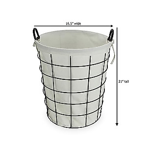 Cheung's 16S005 Lined Metal Wire Basket with Handles, Black