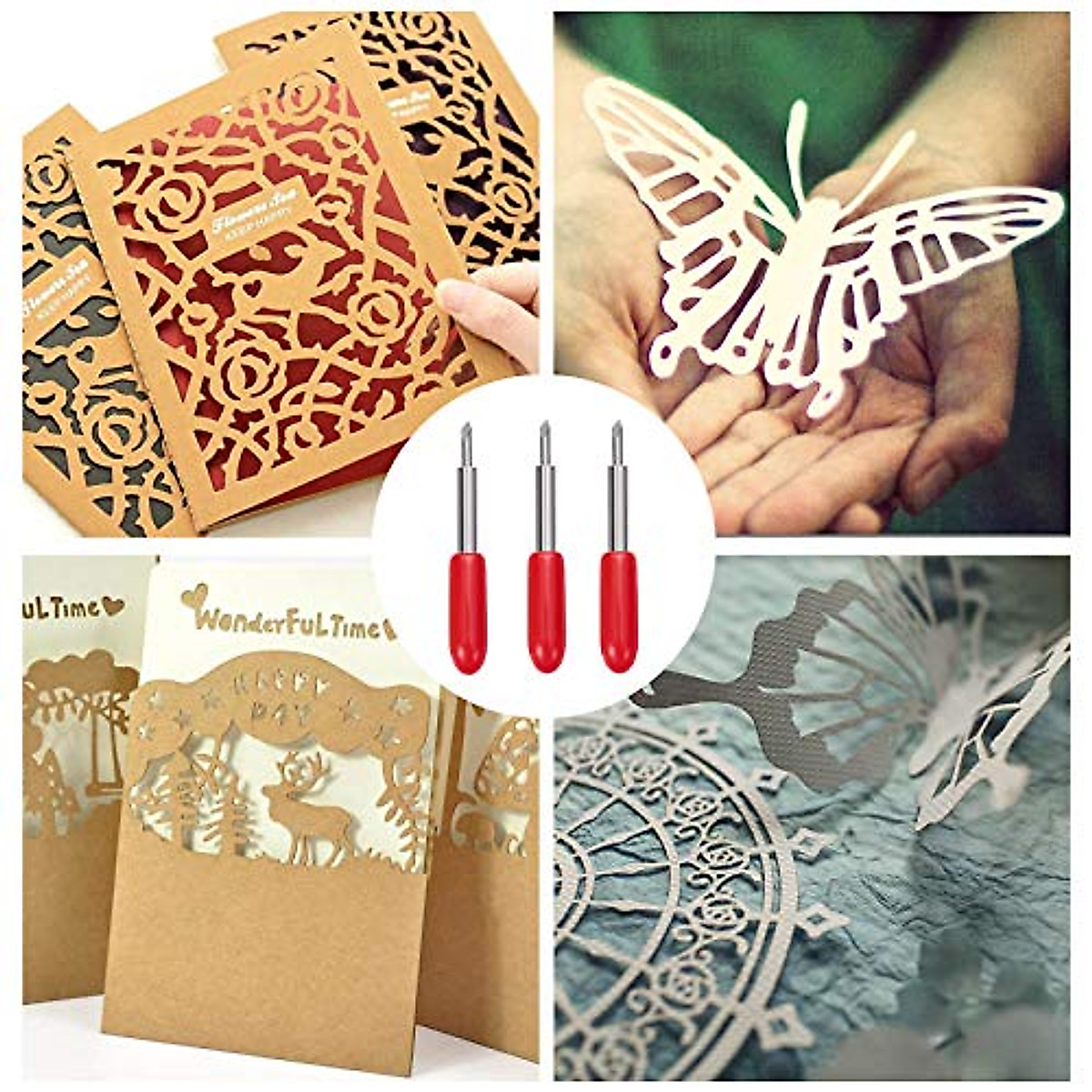 STREWEEK 50PCS Replacement Cutting Blades for Cricut Explore Air/Air 2/Air 3/Maker，45 Degree Standard Fine Point Blades for Most General Purpose Cutting