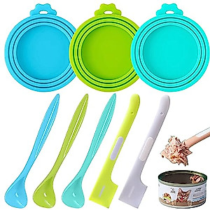 Ainvhh 8 PACK Can Lids, Pet Food Can Cover and Food Mixing Spoons Food Canned Scoop, Fits Most Standard Size Dog and Cat Can Tops for Pet Cat Dog Feeding Can and Wet Food Storage
