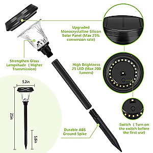 deleis Solar Outdoor Pathway Lights, Solar Lights Outdoor Decorative for Yard, Rotating Solar Garden Lights Solar Powered Waterproof, Solar Yard Lights Outdoor Solar Powered for Walkway Path