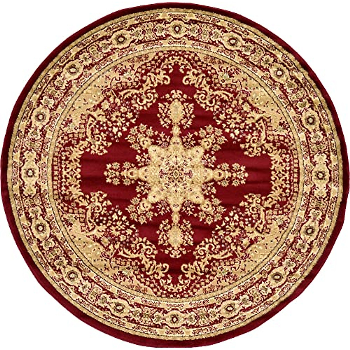 Unique Loom Versailles Collection Traditional Classic Border with Medallion Motif, Area Rug (6' 0 x 6' 0 Round, Burgundy/ Ivory)