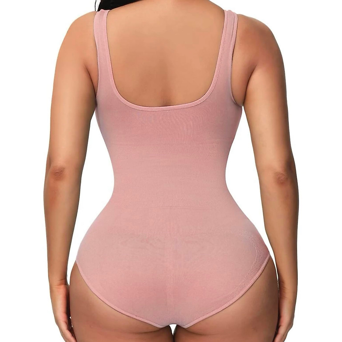 Femica Women's Solid Sculpting Bodysuit from Ultimate Control for Confident Comfort (Dusty Pink, Large)