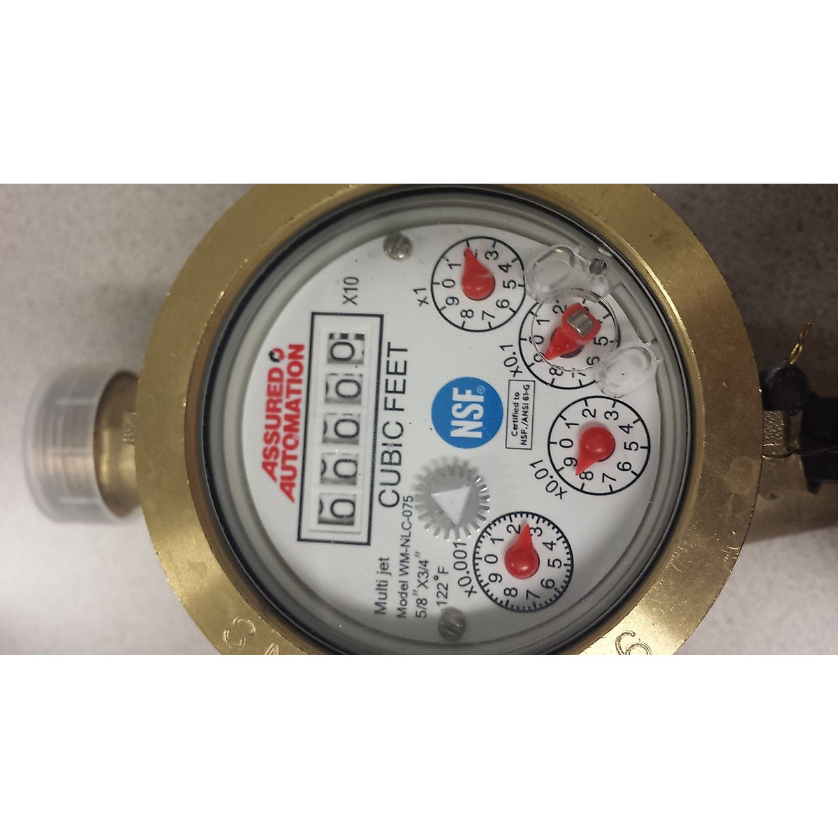 3/4” Water Meter: Lead Free Brass, NSF Certified, Multi-Jet, Cubic Feet (Horizontal Installation)