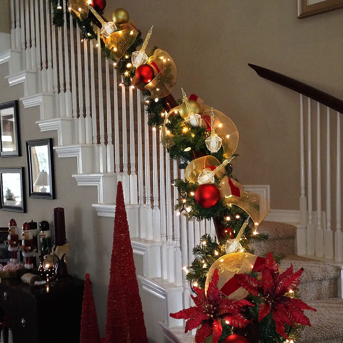 4 Pack Christmas Bubble Replacement Bulbs, Gold Glitter Vintage Christmas Bubble Light Bulbs, C7/E12 Candelabra Base Light Bulbs for Bubble Lights