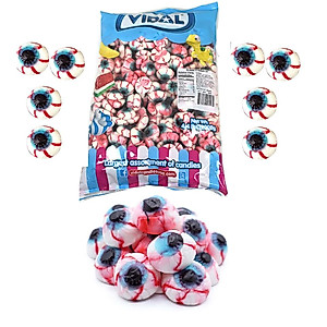 Vidal Gummi Eyeballs Gummy Halloween Trick or Treat Spooky Fruity Candy 4.35 pounds Bulk Listing - Sweet Strawberry and Creme flavor