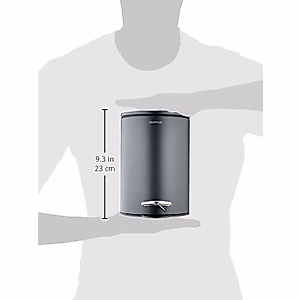 blomus -Tubo Pedal bin Made of Powder-Coated Steel, Anthracite, 3L Capacity, Smart Close System, Removable Bucket, Exclusive Bathroom Accessory (H x W x D): 24.5 x 17 x 17 cm, Anthracite, 6888)
