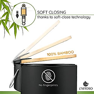 Exitoso Mini Trash Can with Lid - 3L / 0.8Gal - Small Trash Can with Lid for Bathroom - Black Bathroom Trash Can - Stainless Steel Bathroom Garbage Can with Lid - Black Trash Can Bathroom with Lid