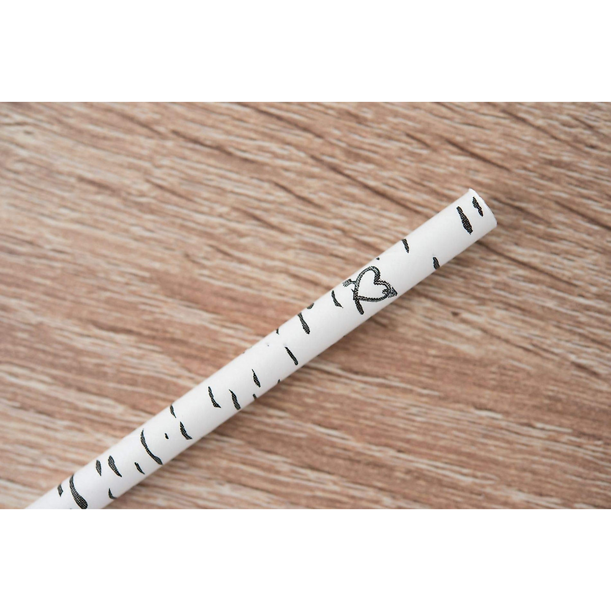 Birch Bark Love Print Paper Drinking Straw (Pack of 25)