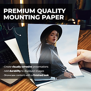 Dunwell Art Portfolio 8.5x11 Folder (Black), Mounting Paper, Portfolio Binder for Artwork, 8.5 x 11 Art Folder, 24 Pockets Display 48 Pages, Acid-Free Poly Presentation Book