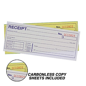 Emraw 2-Part Carbonless Cash or Rent Receipt Book General Purpose Sales Money Book White and Canary Contractor's Invoice Proposal Form Book Sales Tickets Pack of 2
