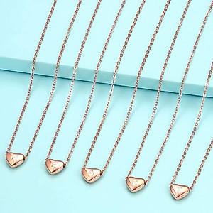 Monily Initial Necklace for Women Tiny Letter A Heart Choker Necklace for Women Dainty Rose Gold Plated Necklace for Women Christmas Gifts for Women