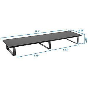 Mount-It! Extra Long Monitor Desk Riser [39 inches Extra Wide, 44 Lbs Capacity] Desktop Organizer for Double Computer Screens, Laptops, Desktops, TVs, Printers, Consoles (BLACK)