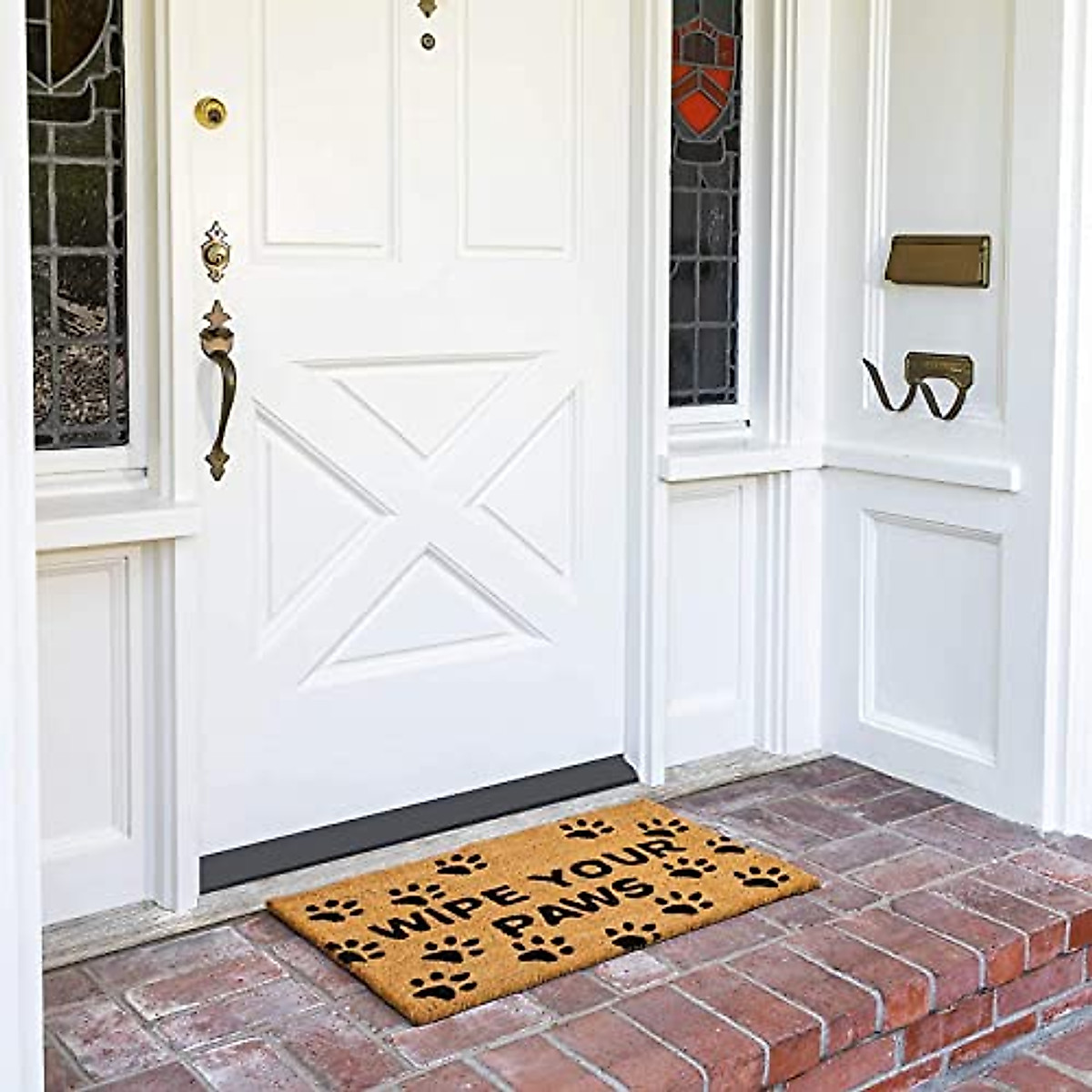 Juvale Nonslip Coco Coir Mat for Entrance, Wipe Your Paws Doormat for Front Door Entry, Dog Lovers (17 x 30 in)