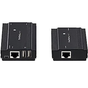 StarTech.com 4-Port USB 2.0 Extender Hub Over Single CAT5e/CAT6 Ethernet Cable (RJ45) - 330ft (100m) - USB Extender Hub Adapter Kit - Metal Housing - Externally Powered - 480 Mbps, TAA