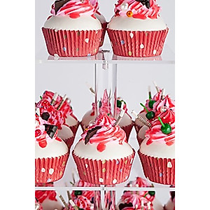 YestBuy 4 Tier Acrylic Cupcake Stand, Premium Cupcake Holder, Acrylic Cupcake Tower Display Cady Bar Party Décor – Display for Pastry(4.7" Between 2 Layers)…