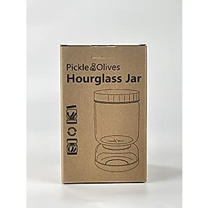 Luvan Glass Pickle Jar with Strainer Flip, 34oz Hourglass Airtight Pickle Container for Pickling, Fermenting, Canning and Storing, Leakproof Pickle Juice Separator Jar for Pickle, Olive and Jalapenos