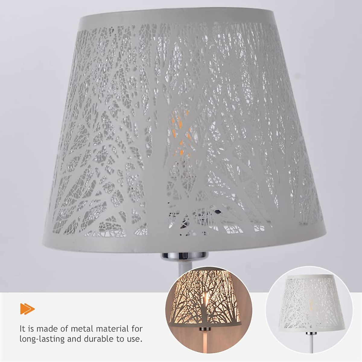 SHERCHPRY Lamp Shades E27 Hollow Tree Shadow Light Cover, Modern Lamp Shade, Replacement Metal Lampshade for Table Lamps and Floor Light, White Lamp Shade