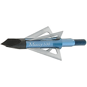 Muzzy 209 Bowhunting 100 Grain, 4 Blade Broadhead, 1" Cutting Diameter, 6 Pack , Blue